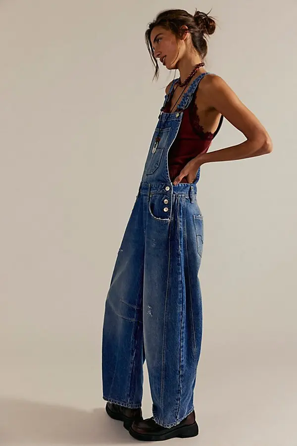 We The Free Good Luck Barrel Dungarees - Blue Glory