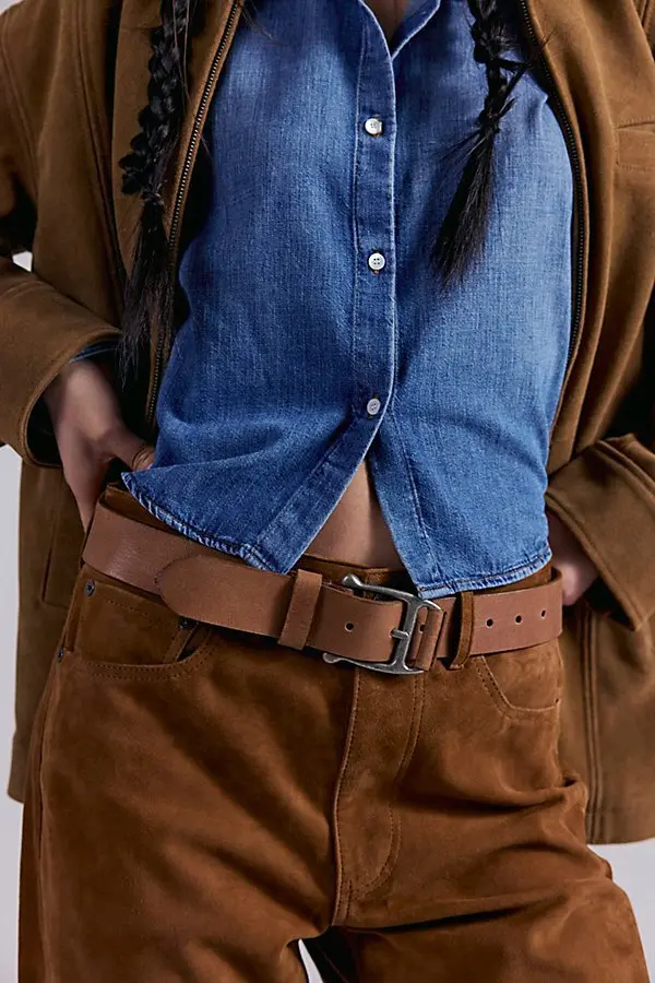 Free People Carraway Leather Belt - Saddle