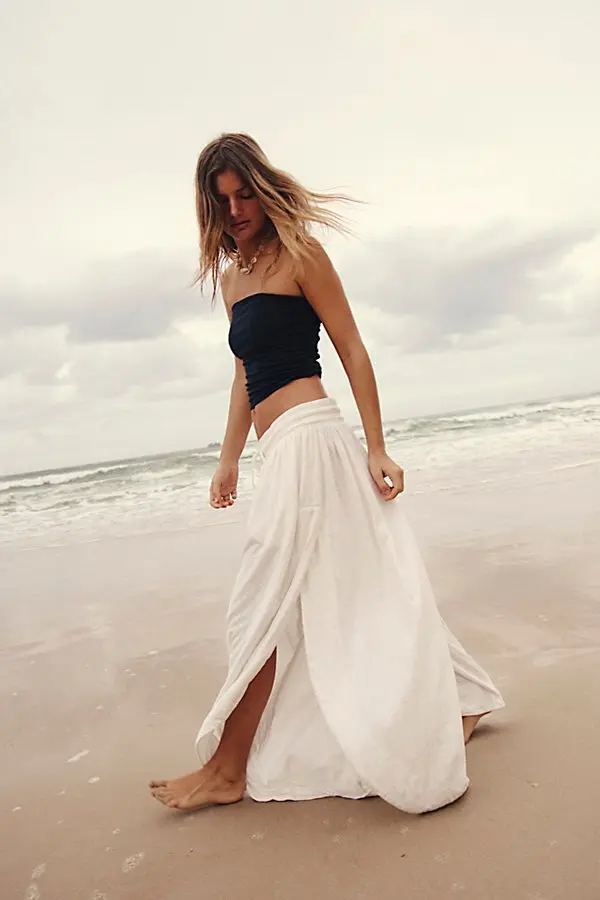 Free People Quentin Wide Leg Pants With Drawstring Waist - Ivory
