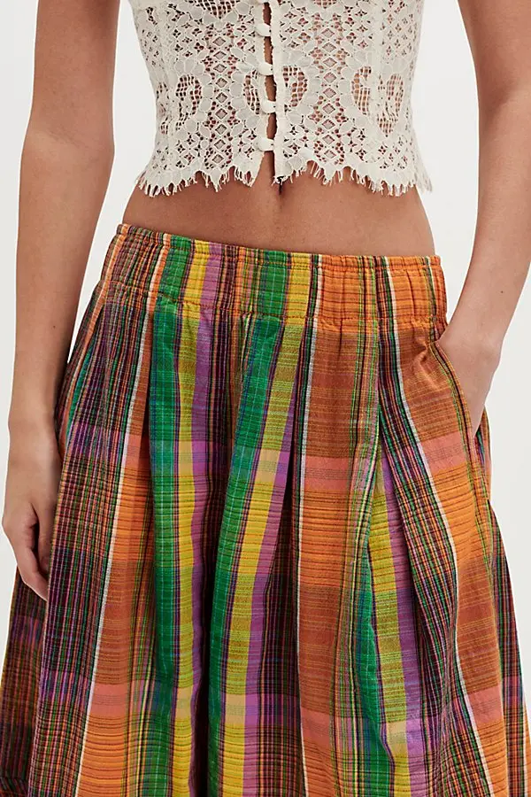 Free People Ivy Pull-on Culotte Plaid Pants