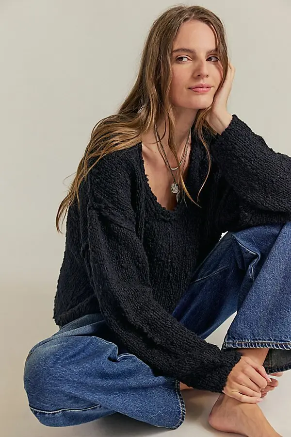 Free People Firefly Pullover Sweater - Black
