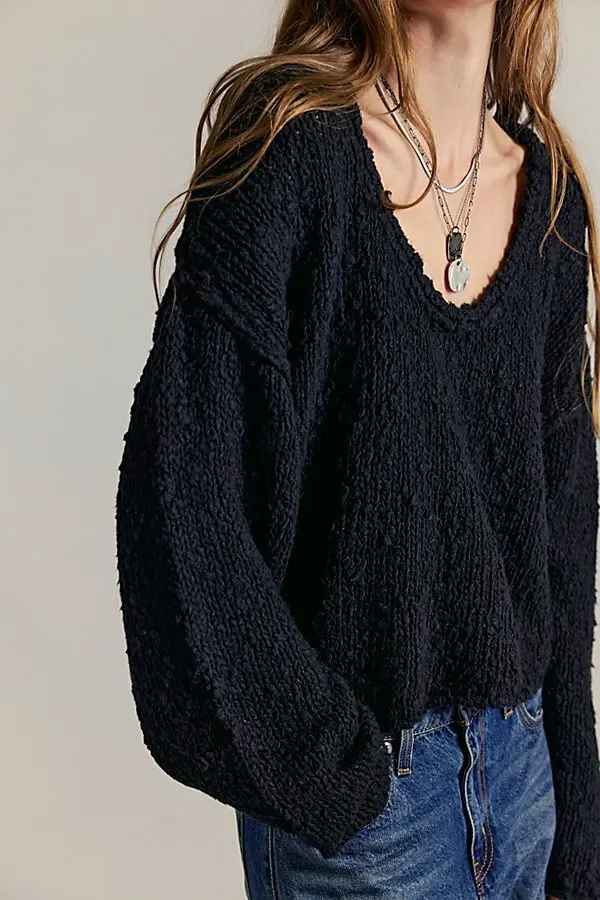 Free People Firefly Pullover Sweater - Black