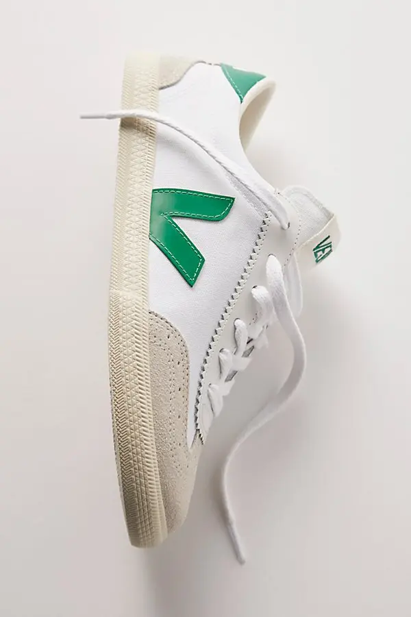 VEJA Volley Trainers In Organic Cotton Canvas And Suede - Jade