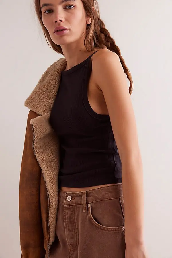 We The Free Ribbed Square Neck Tank Top