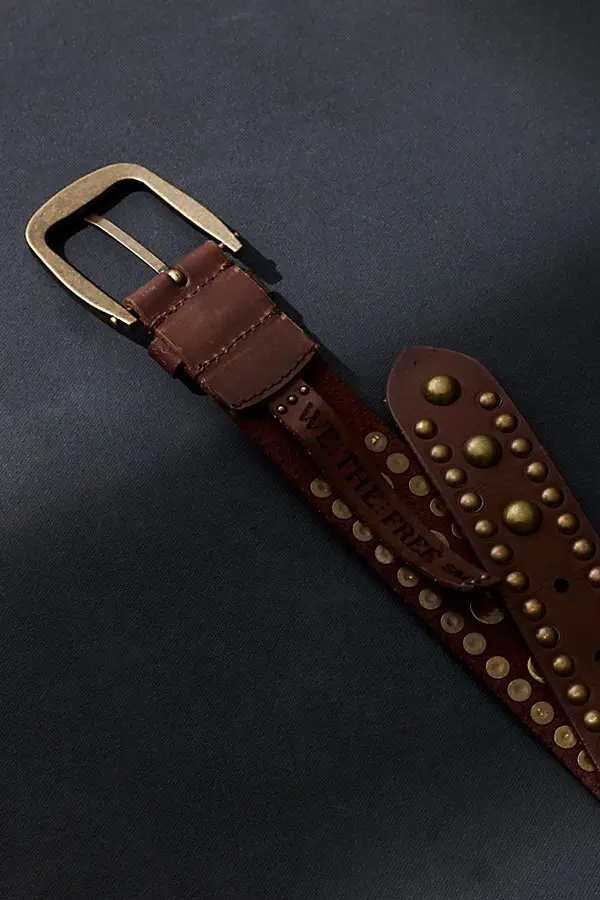 We The Free Sola Studded Leather Belt - Cognac
