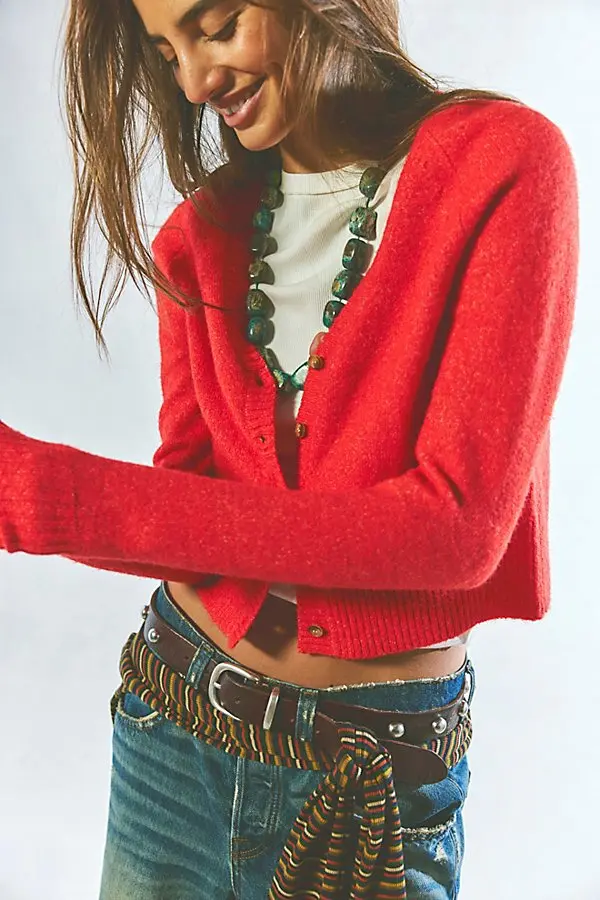 Free People Studded Leather Belt - Mocha