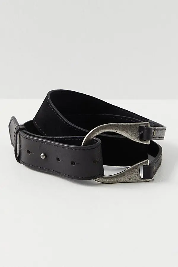 FP COLLECTION Leather Hip Belt With Buckle Detail - Black