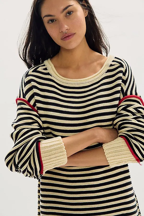 We The Free Asher Striped Pullover - Black Combo