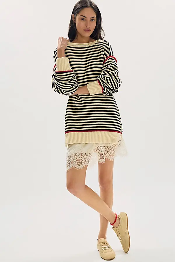 We The Free Asher Striped Pullover - Black Combo