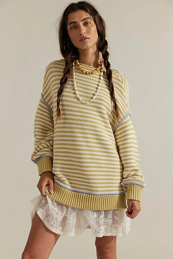We The Free Asher Striped Pullover - Sand Combo