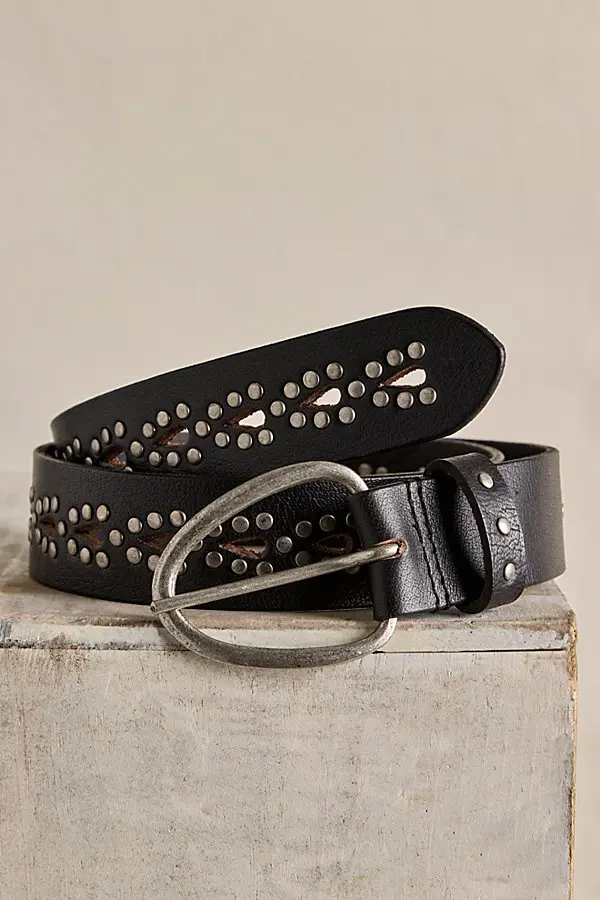 We The Free Preston Studded Leather Belt - Black