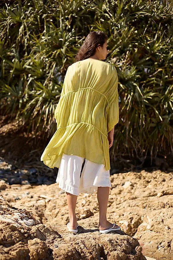 Free People Juliet Sheer Tie-front Duster Top - Lime
