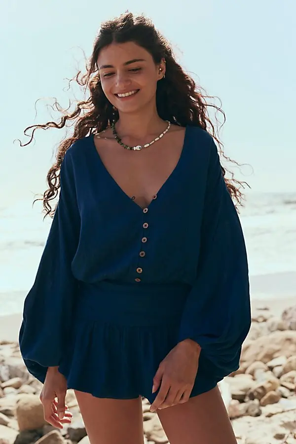 Free People Carson Drop-waist Romper - Titan