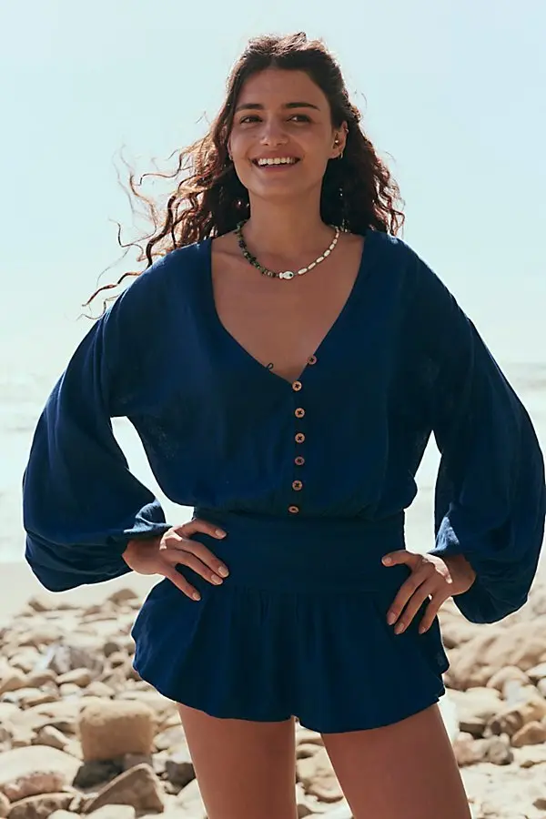 Free People Carson Drop-waist Romper - Titan