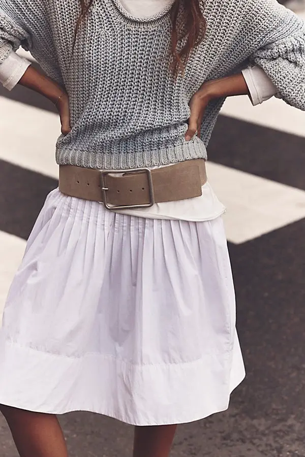 Free People Suede Hex Hip Belt - Biscotti