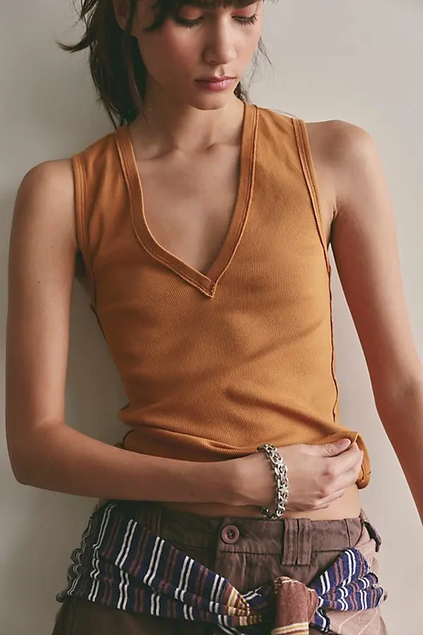 We The Free Neria V-neck Tank Top - Bronzer