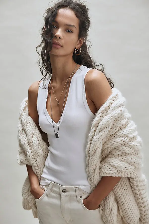 We The Free Neria V-neck Tank Top - Ivory