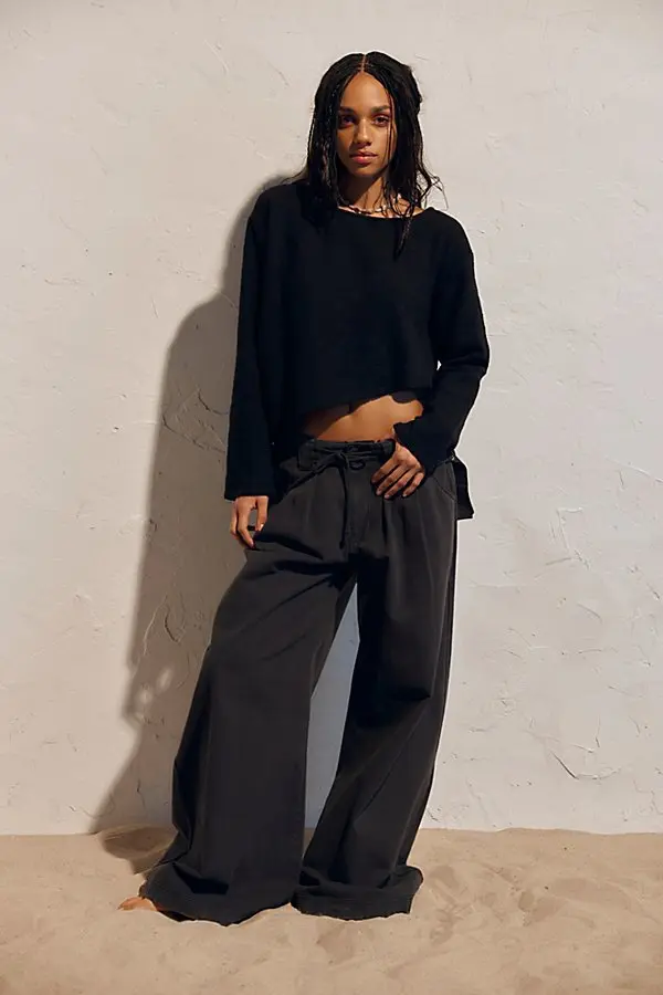 Free People Alina Asymmetrical Top - Black