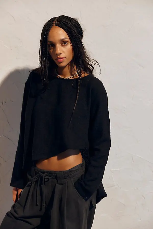 Free People Alina Asymmetrical Top - Black