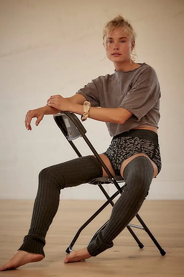 TOESOX Pirouette Thigh-high Ribbed Leg Warmers - Charcoal