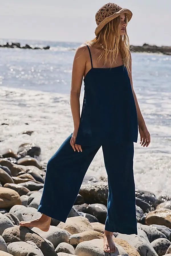 Free People Linen Co-ord Set - Poseidon