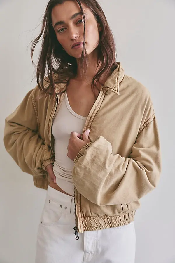 FP ONE Birdie Washed Bomber Jacket - Tea