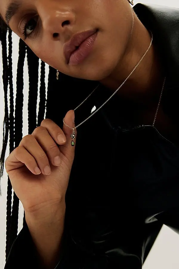 SIRI HANSDOTTER Teardrop Eyes Necklace With Opal - Silver