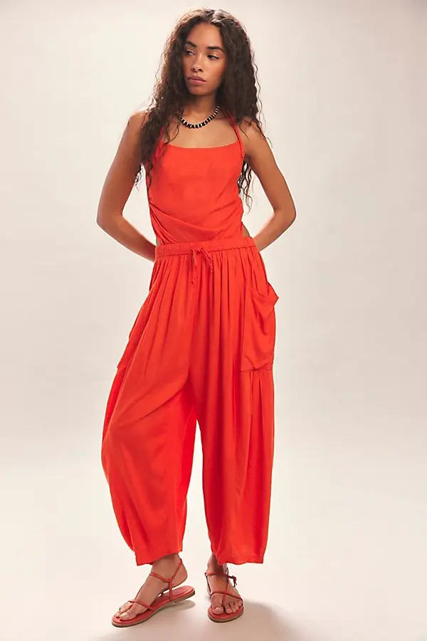 Free People Quinn Harem Trousers - Mandarin Red
