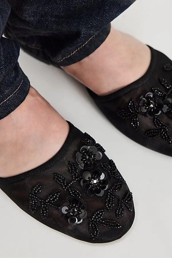 Matisse Embellished Mesh Backless Mules