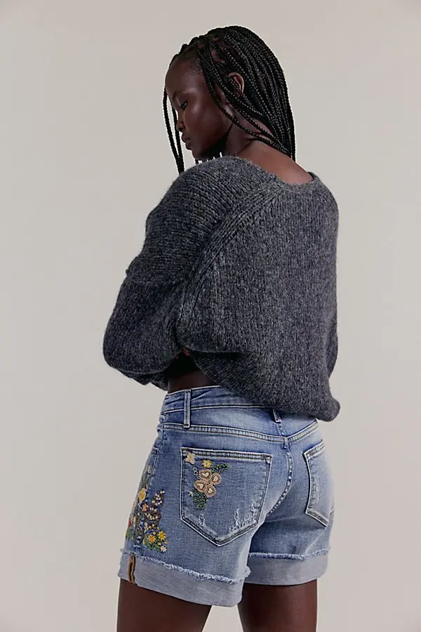 DRIFTWOOD Frannie Embroidered Denim Shorts
