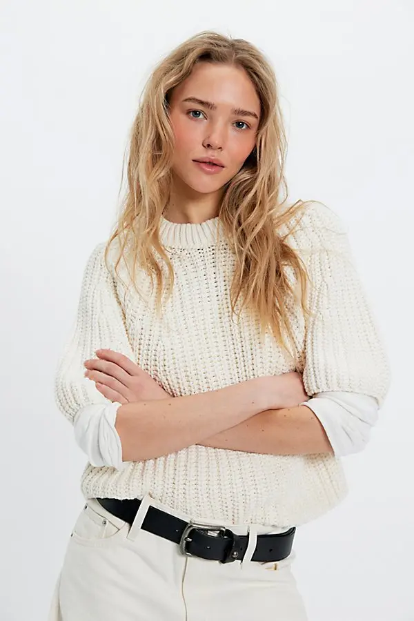 Free People Amy Cotton Sweater Tee - Ivory