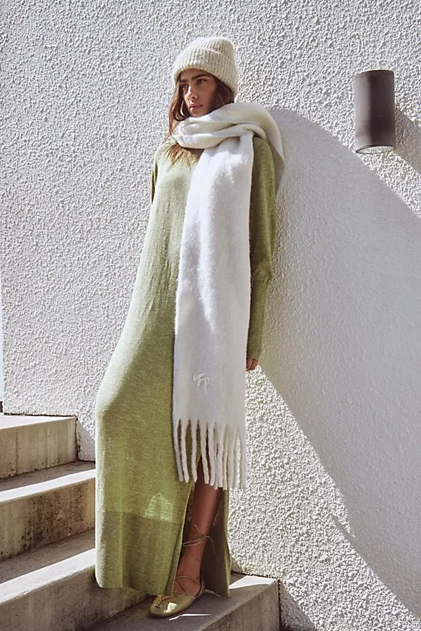 Free People Winter Chill Blanket Scarf At - Ivory