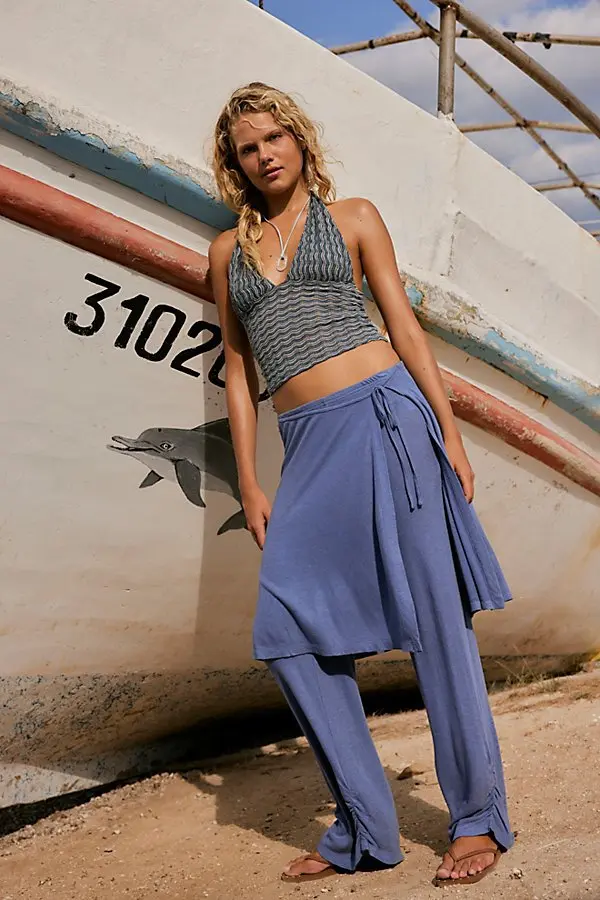 Free People Gauzy Knit Skants Top - Rainfall