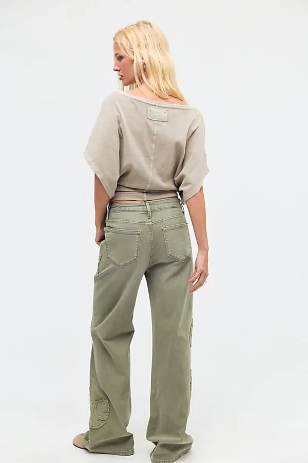 DRIFTWOOD Mid-rise Wide-leg Embroidered Jeans