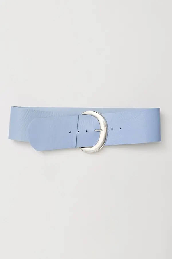 Free People Wide Leather Hip Belt With Metal Buckle - Chambray