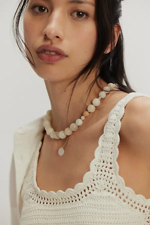 ANITA BERISHA 18k Gold Plated Collar Necklace With Moonstone And Sunstone - Neutral