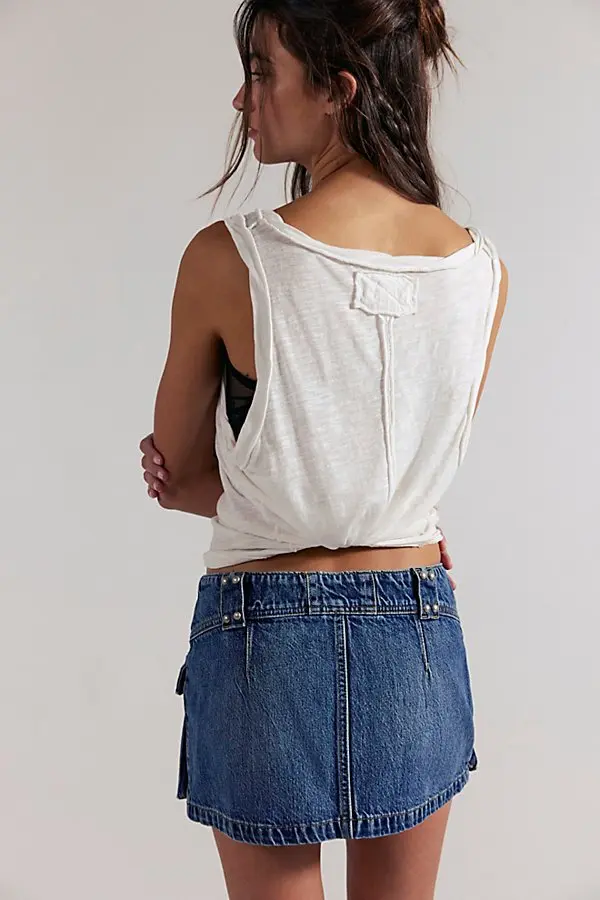 We The Free Hera Studded Denim Mini Skirt