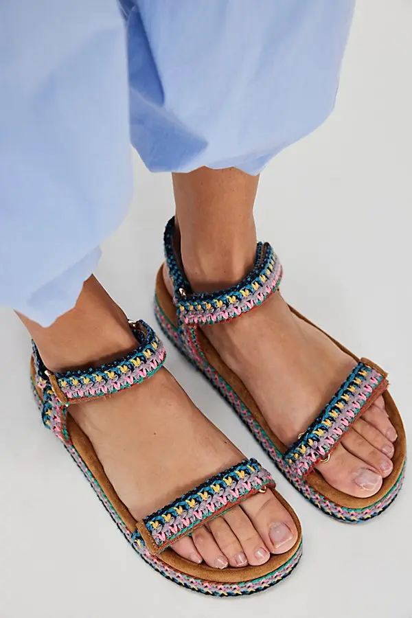 FP VEGAN COLLECTION Isla Crochet Platform Sandals - Multicolor