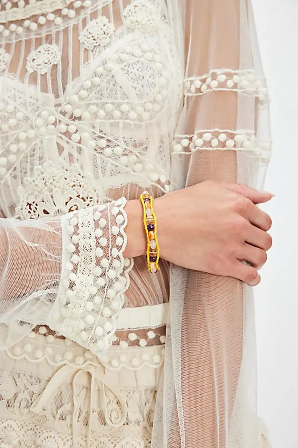 Chan Luu Multi Stone Wrapped Cord Bracelet - Yellow