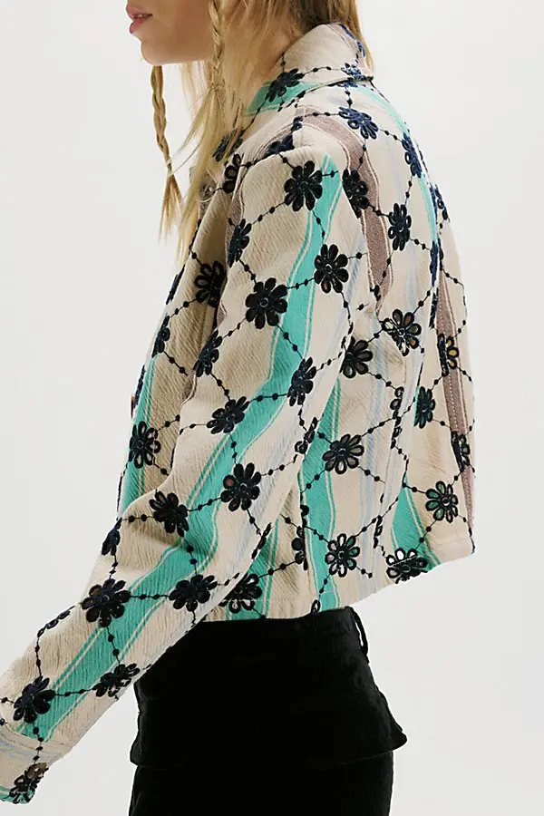 Free People Embroidered Cropped Jacket