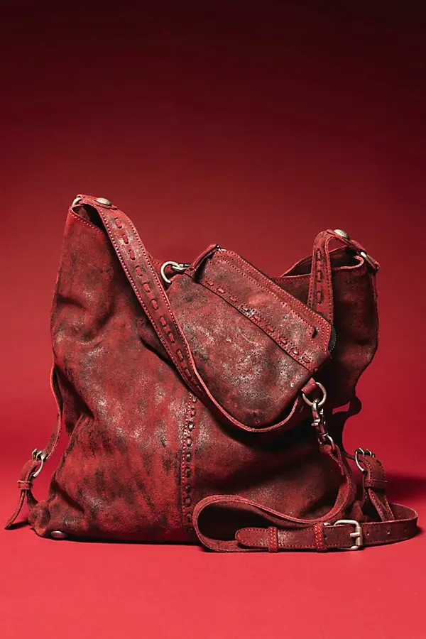 We The Free Dallas Distressed Suede Oversized Bag - Sandblast Red