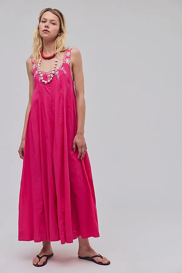Free People To The Moon Maxi Dress - Beet Root