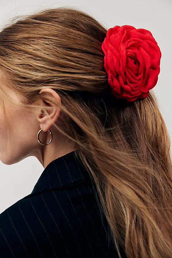 Free People Belle Rosette Claw Clip - Red