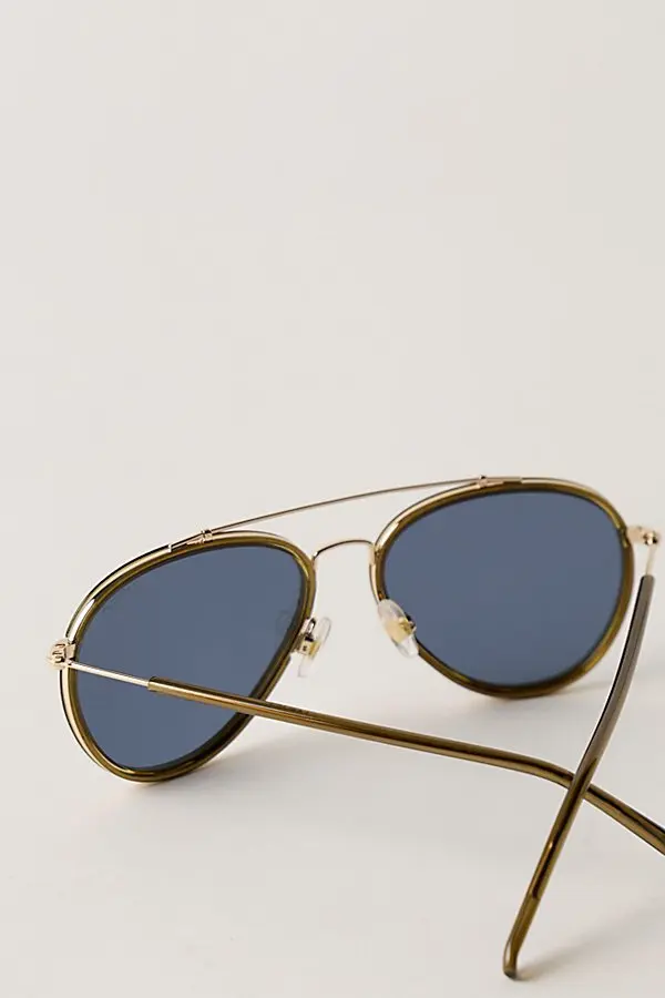 Free People Tatum Polarized Aviator Sunglasses - Olive