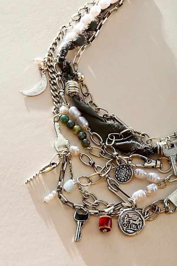 Free People Layered Charm Choker Necklace - Silver