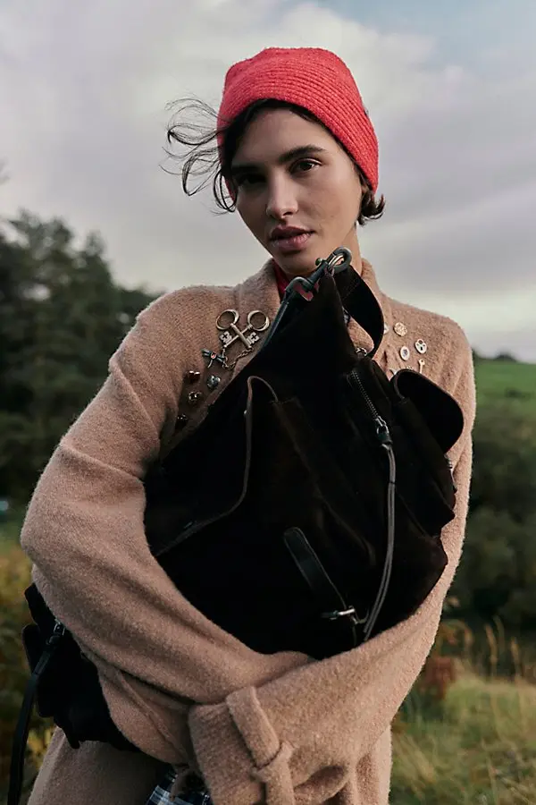 FP COLLECTION Oversized Palermo Suede Shoulder Bag