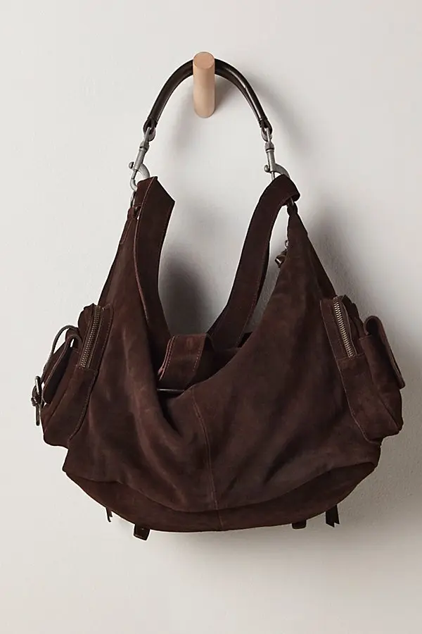 FP COLLECTION Oversized Palermo Suede Shoulder Bag