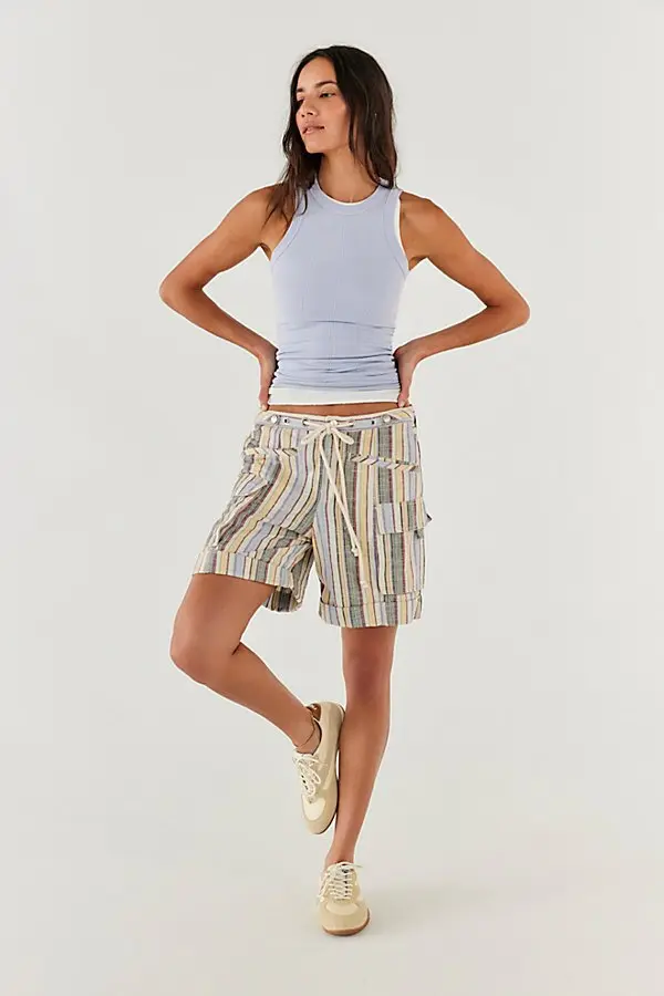 Free People Frankie Striped Cargo Shorts