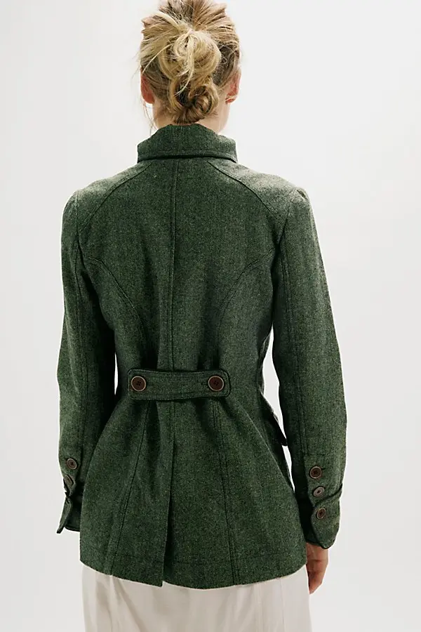 Free People Renaux Officer Jacket In Herringbone Fabrication