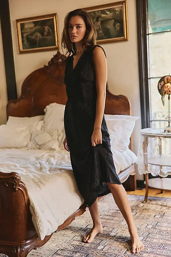 INTIMATELY Me & You" Satin Slip Dress - Black